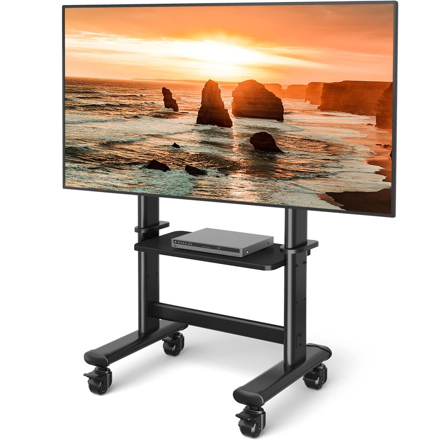 Mobile TV Cart Rolling TV Stand with Wheels for 55-100 Inch LCD LED ...